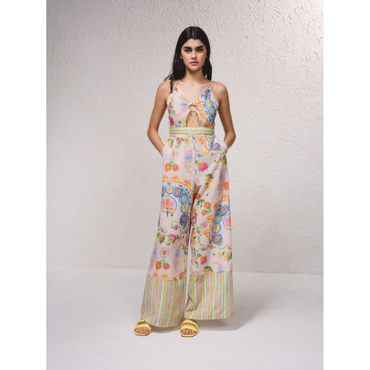 Printed jumpsuit with thin straps - 259202.PRINT | SMF